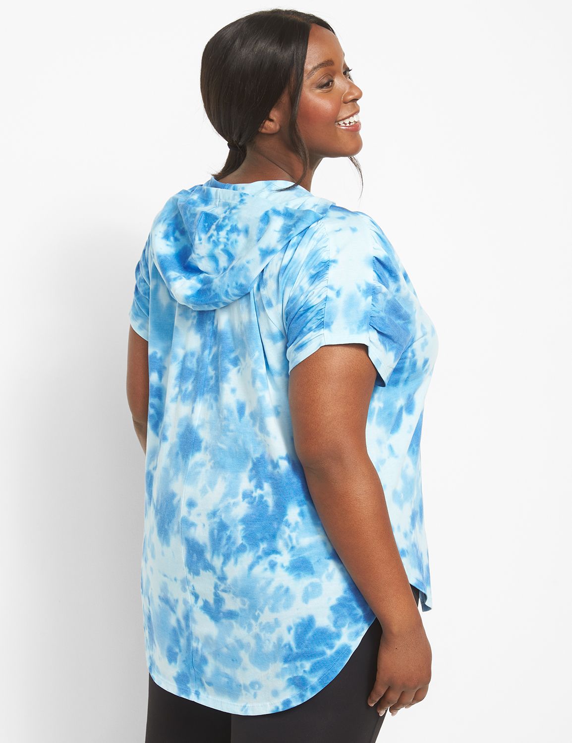 LIVI Hooded Ruched-Shoulder Tunic