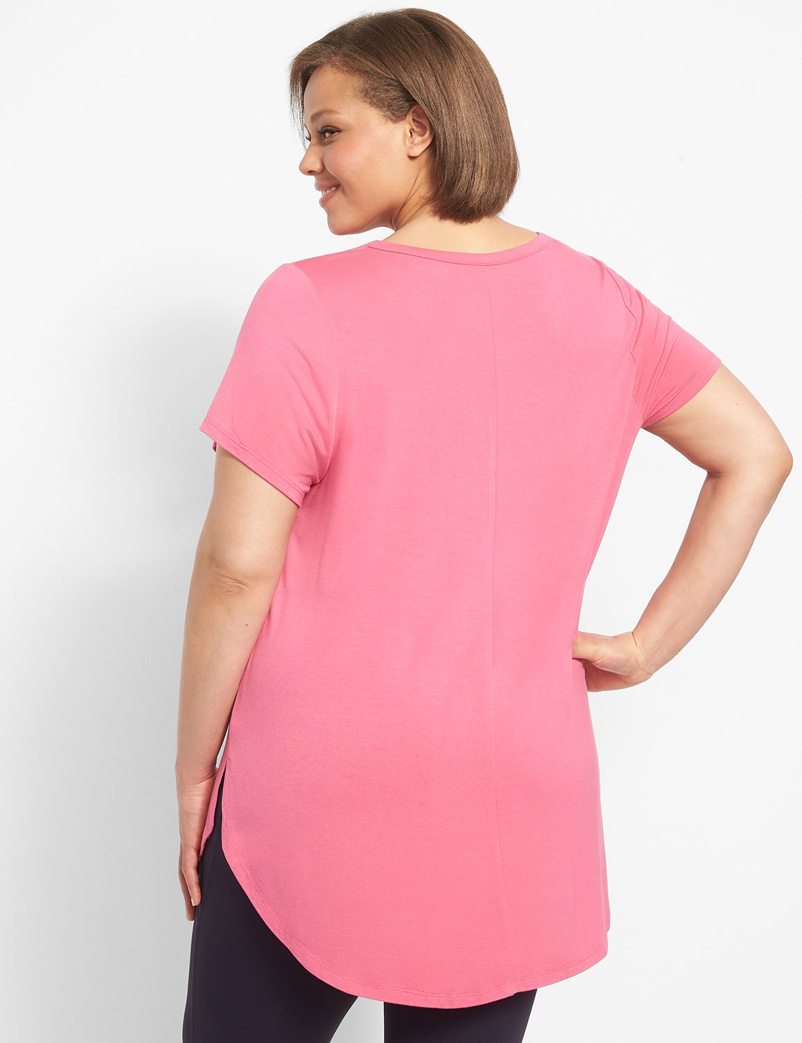 Short Sleeve Crew Neckline HiLo Shi | LaneBryant