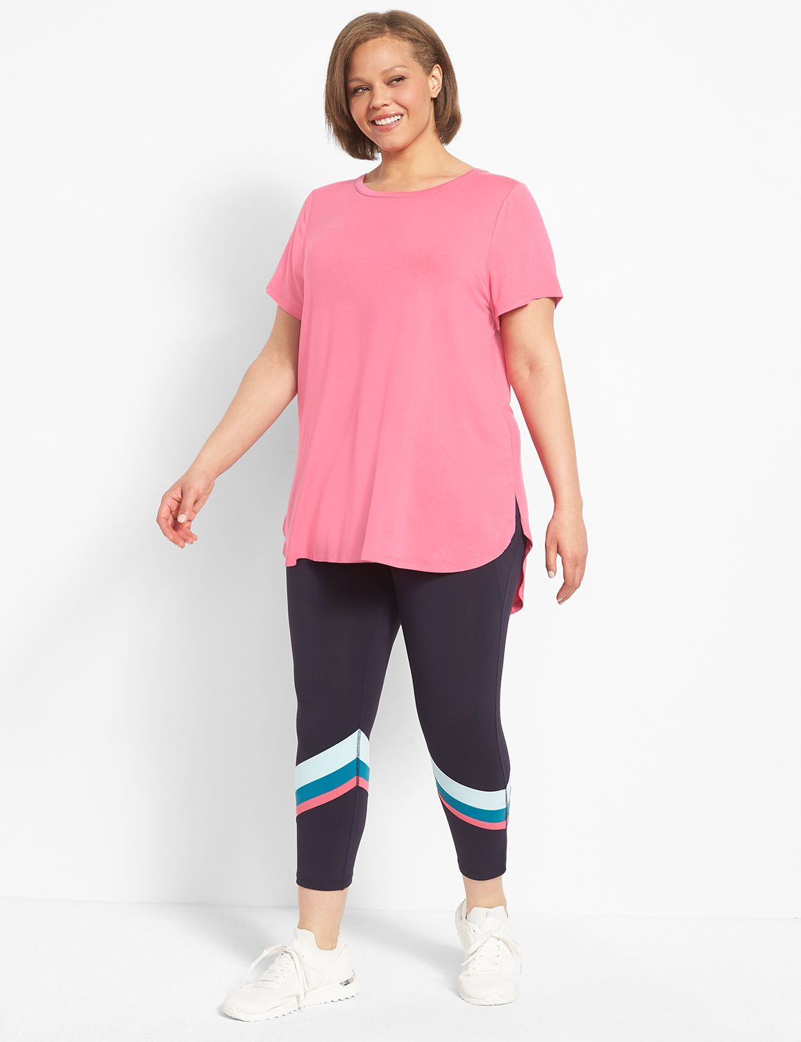 Short Sleeve Crew Neckline HiLo Shi | LaneBryant