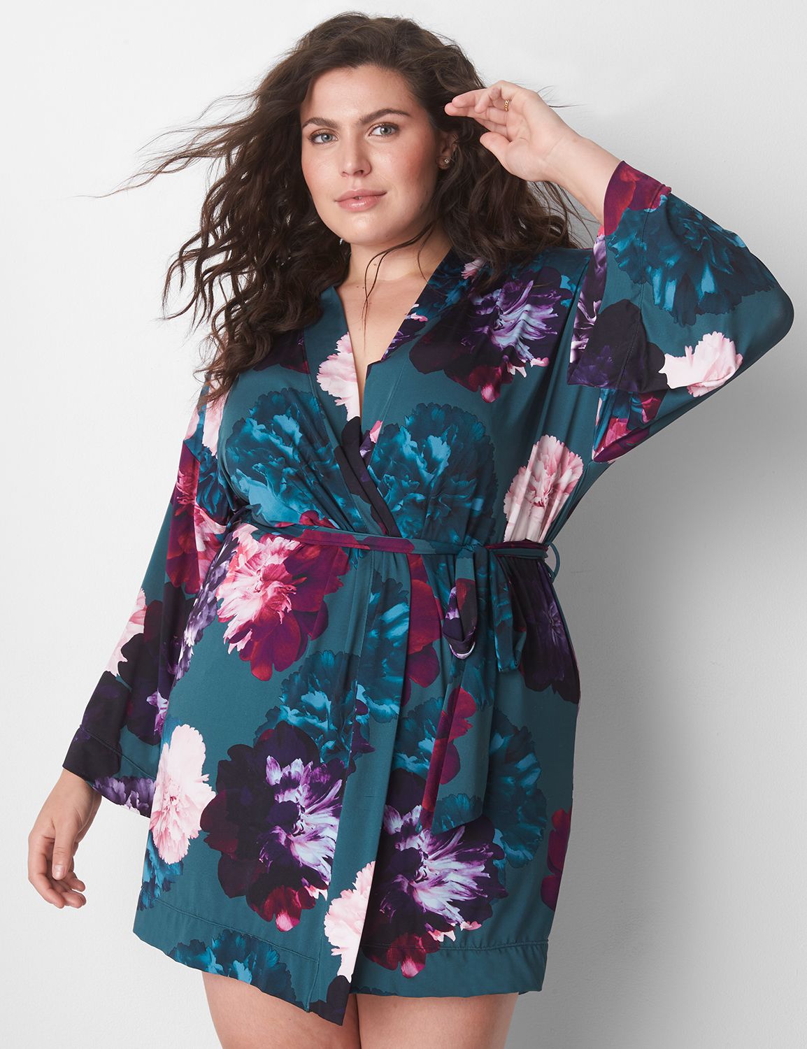 Floral Print Micro Robe 1118621 | LaneBryant