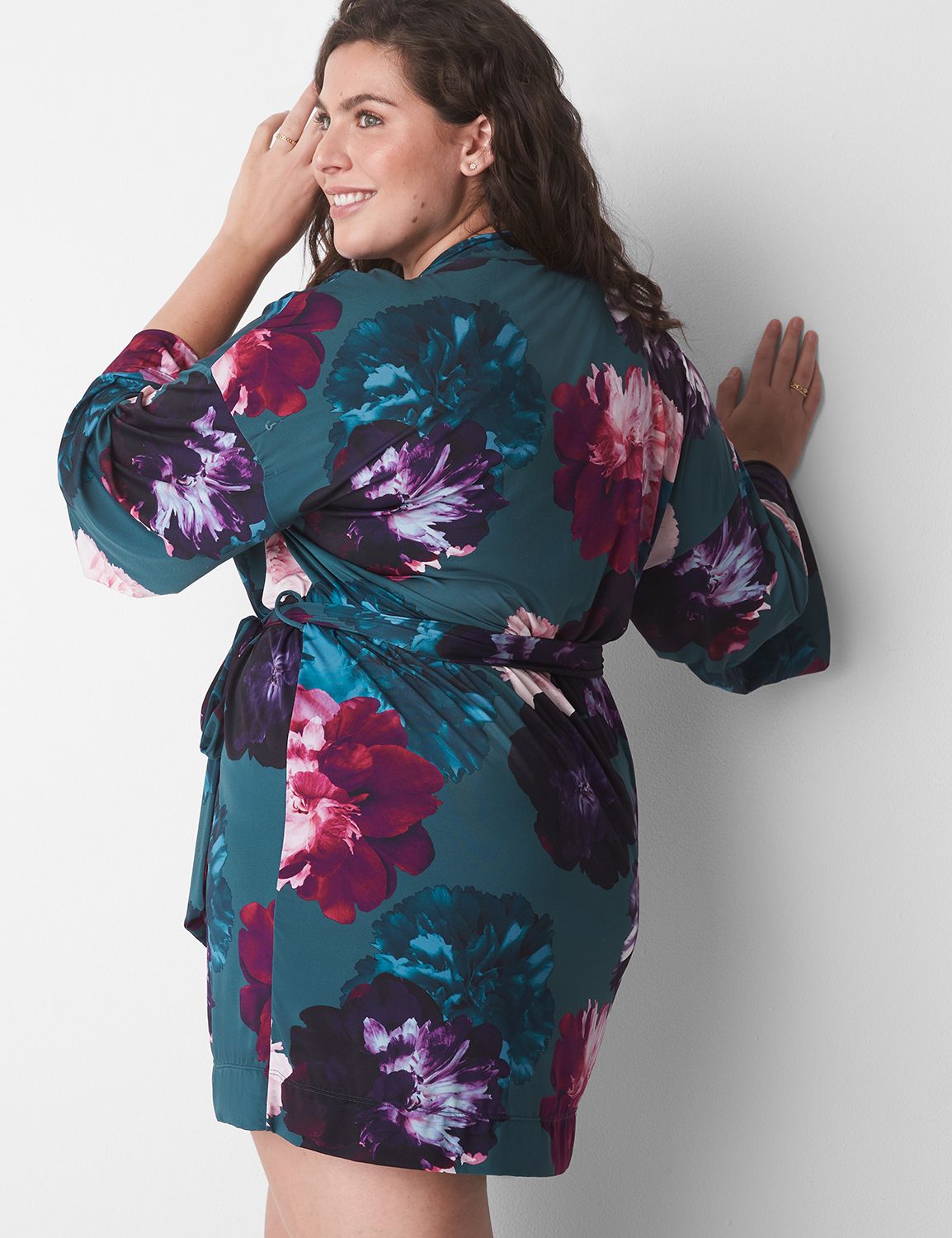 Floral Print Micro Robe 1118621 | LaneBryant