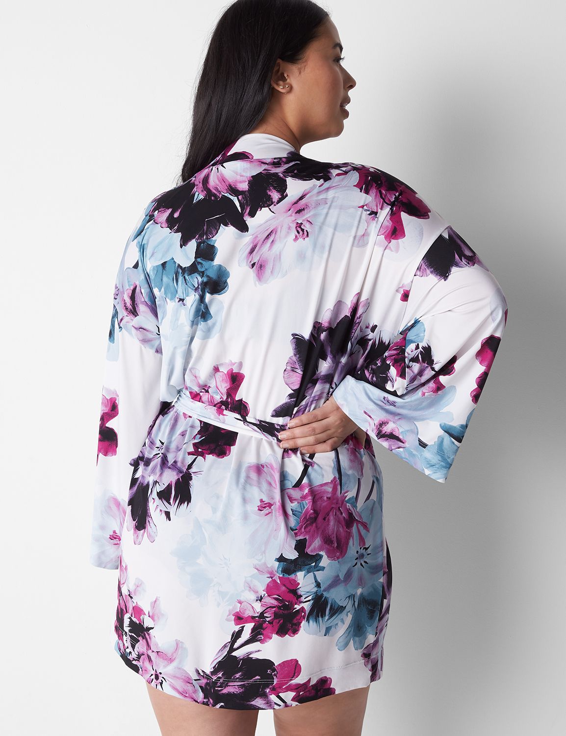 Floral Print Micro Robe 1118621 | LaneBryant
