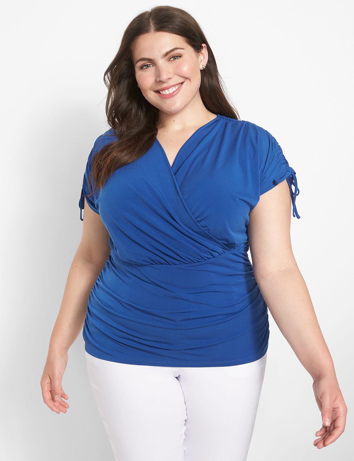 Short Drawcord Shoulder Sleeve V-Ne