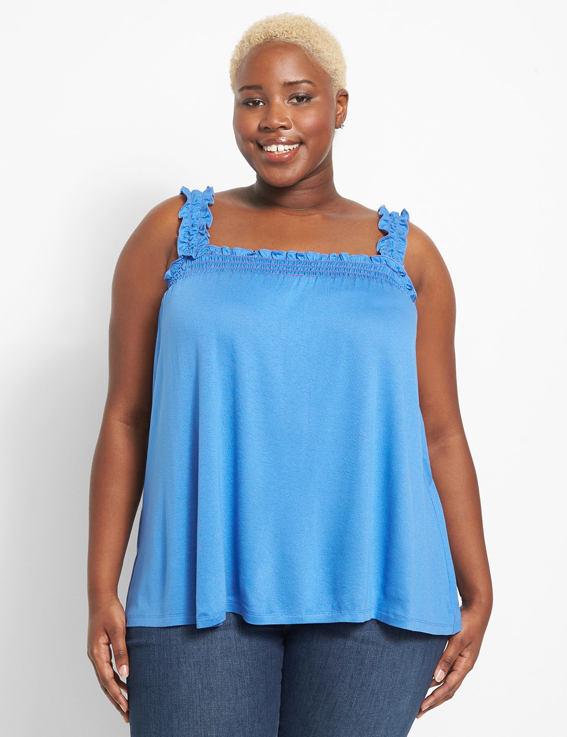 Sleeveless Square Neck Strap Swing | LaneBryant