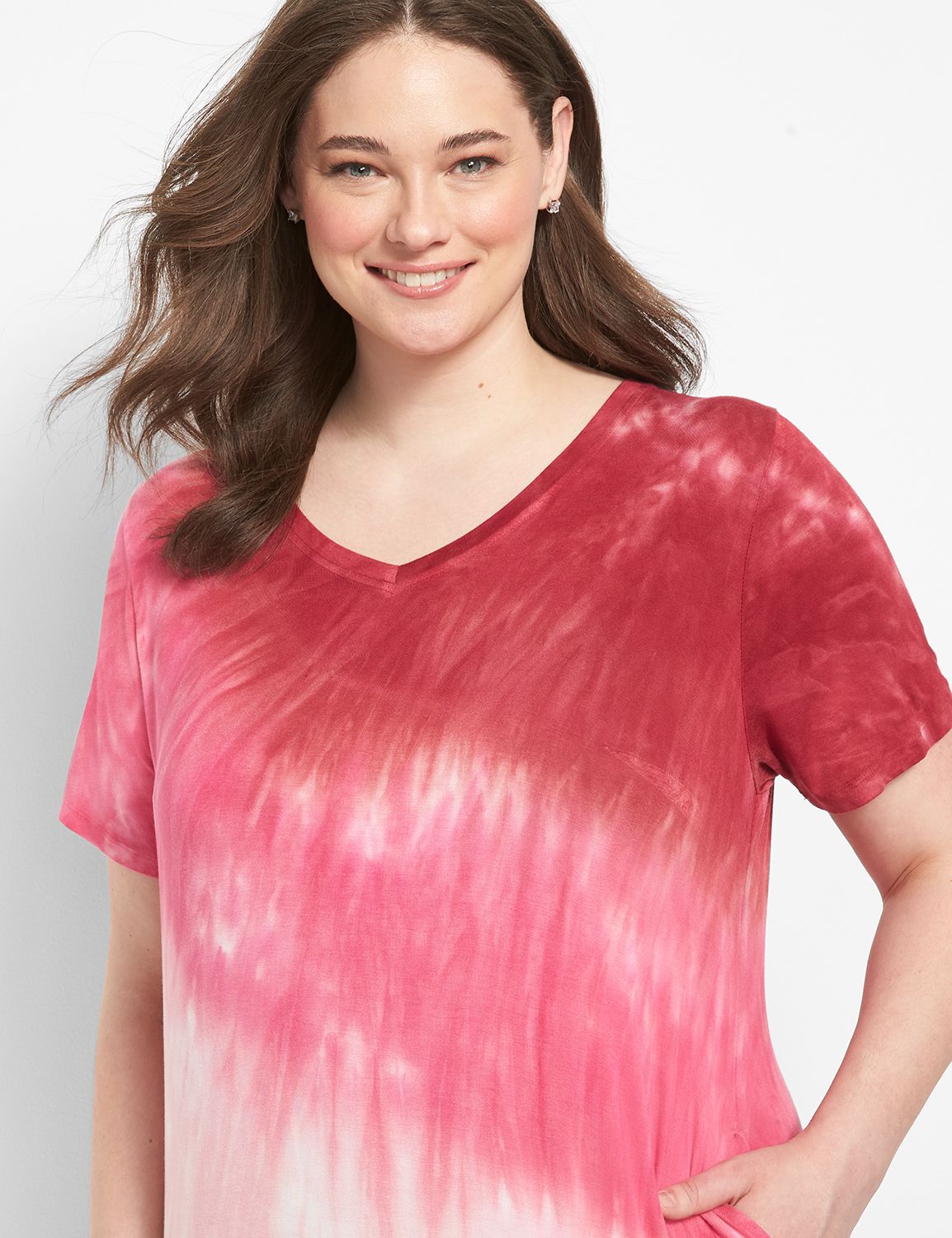 Short Sleeve V Neck Side Tie Midi 1