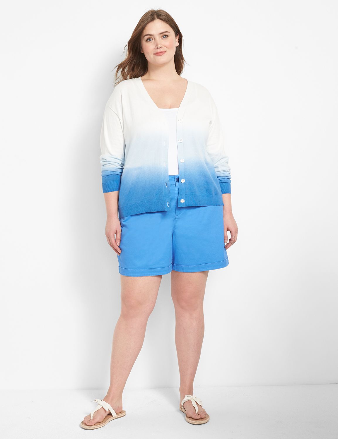 Classic Button-Front Cardigan - Dip-Dye