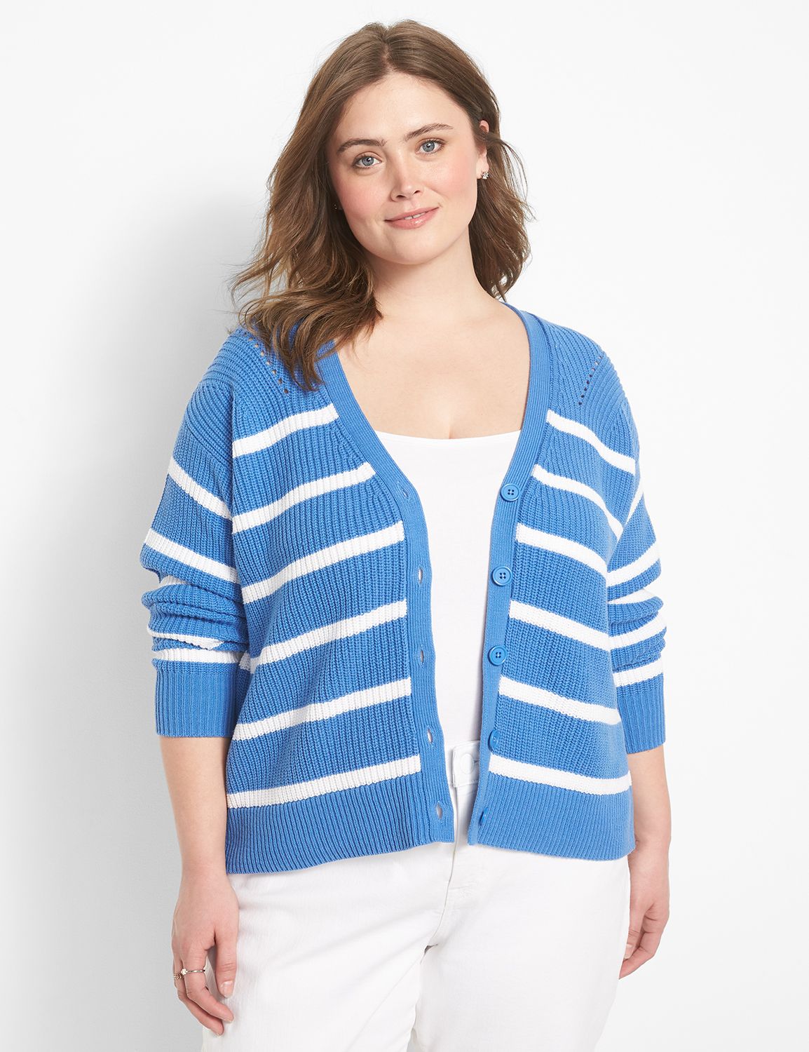 Long Sleeve Stripe Button Front Cro