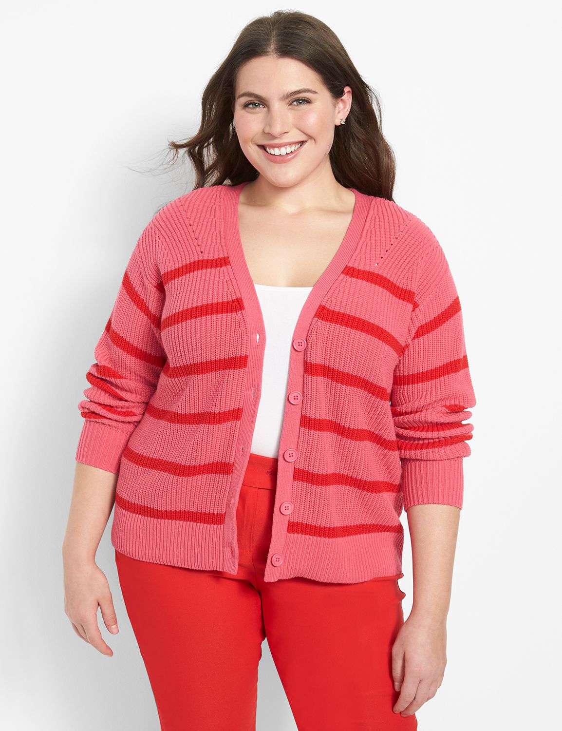 Long Sleeve Stripe Button Front Cro