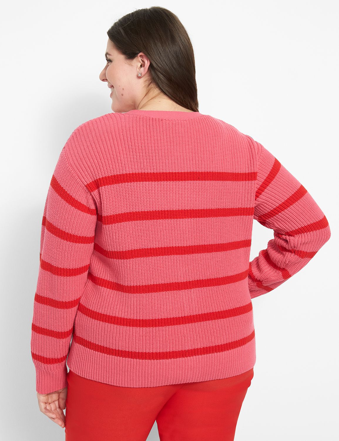 Long Sleeve Stripe Button Front Cro