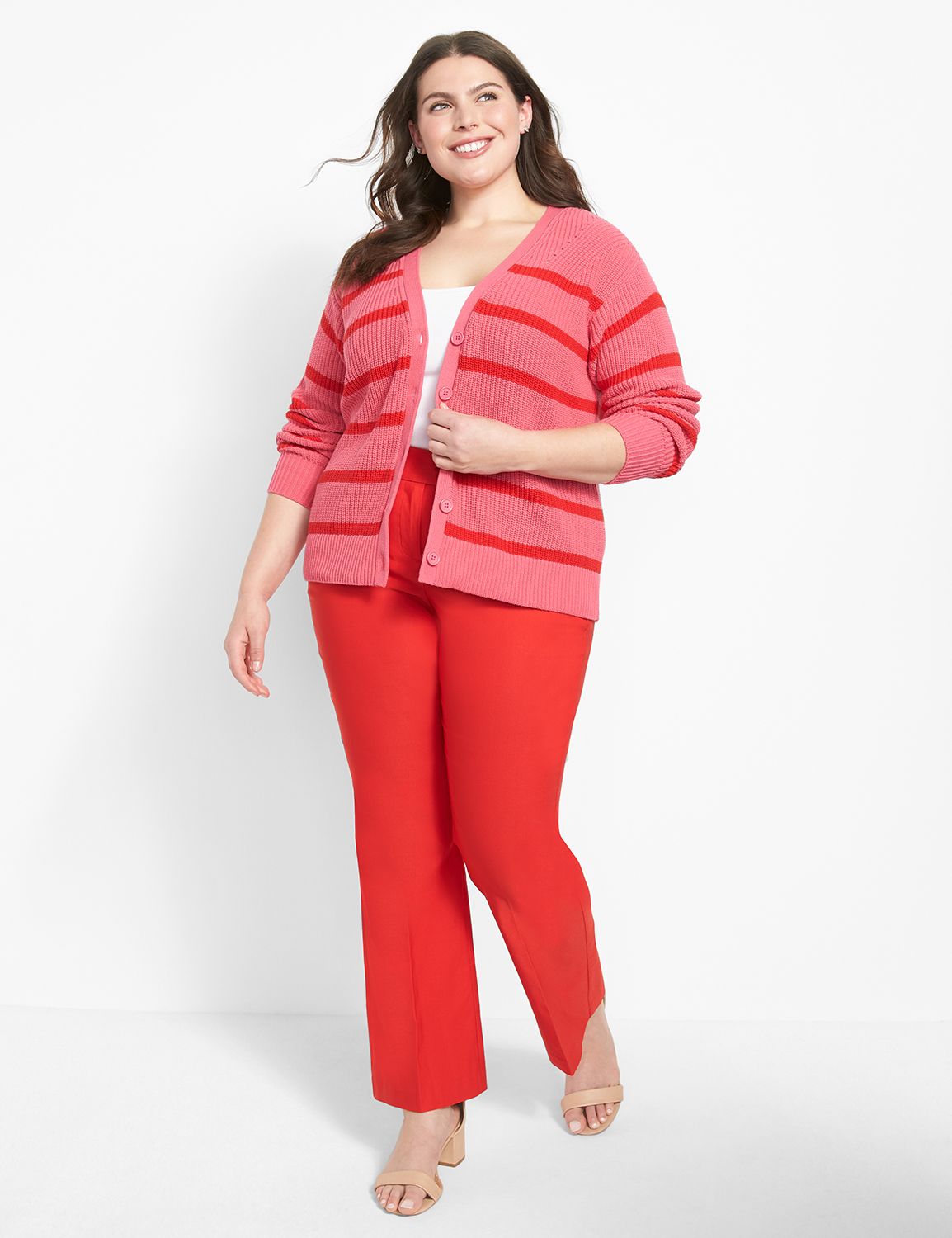 Long Sleeve Stripe Button Front Cro