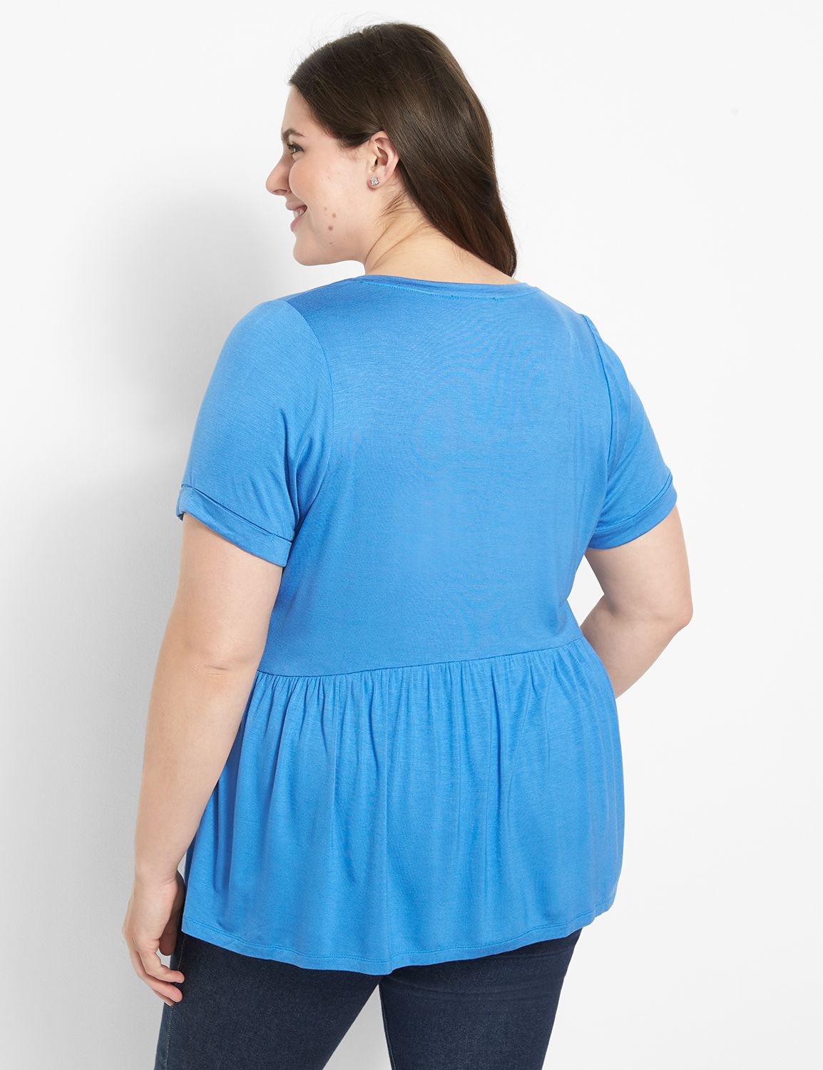Short Sleeve V Neck Babydoll Tee 11 | LaneBryant