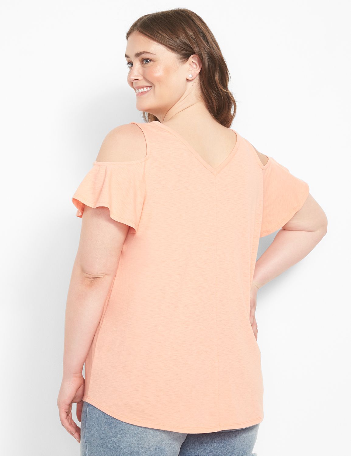 Short Flutter Sleeve Cold Shoulder