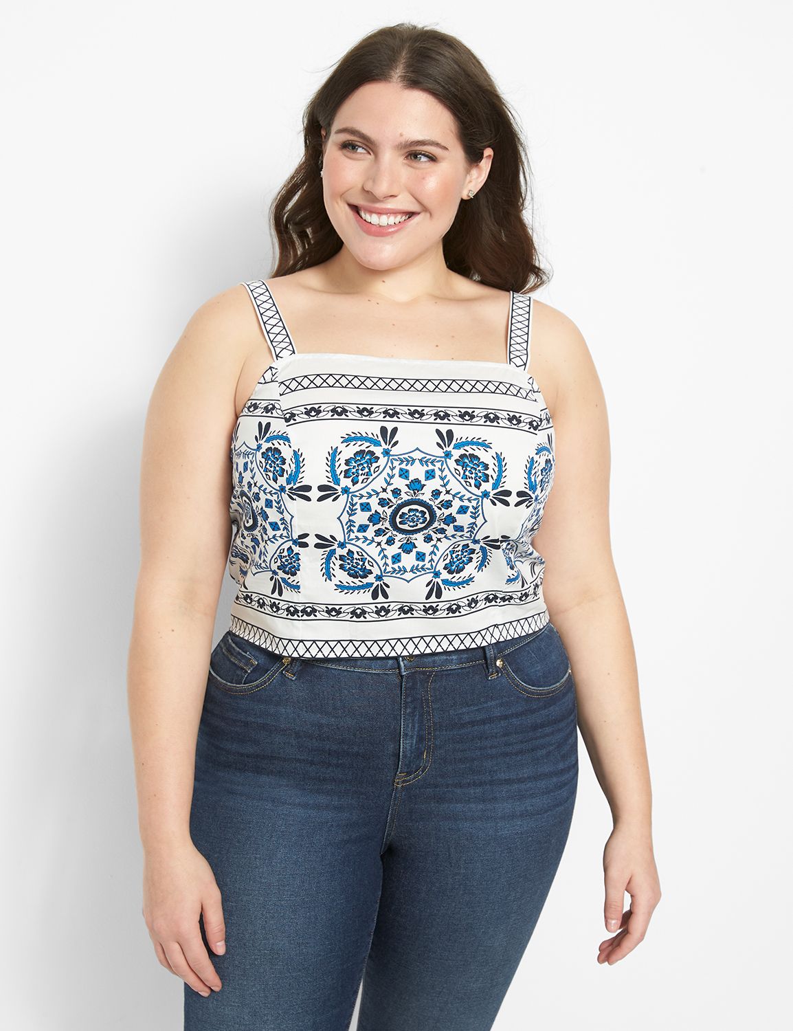 Fitted Square-Neck Bodice Crop Tank