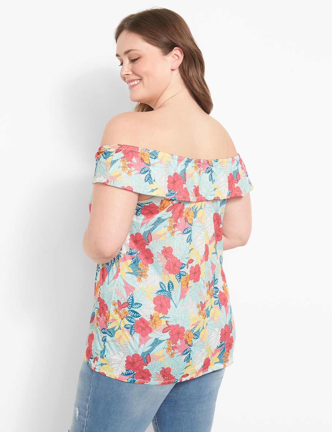 Sleeveless Ruffle Edge Off Shoulder | LaneBryant