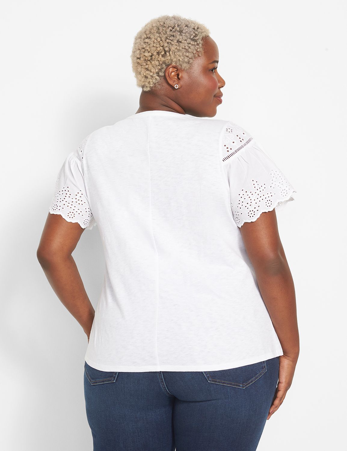 Short Flutter Sleeve Henley Knit To