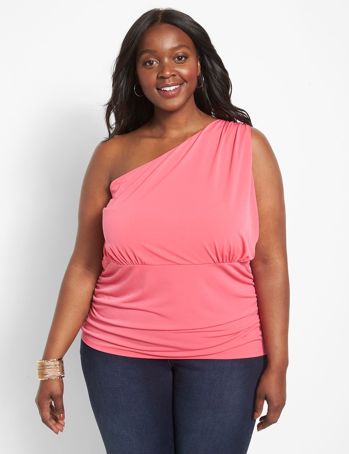 Fitted One-Shoulder Illusion Top