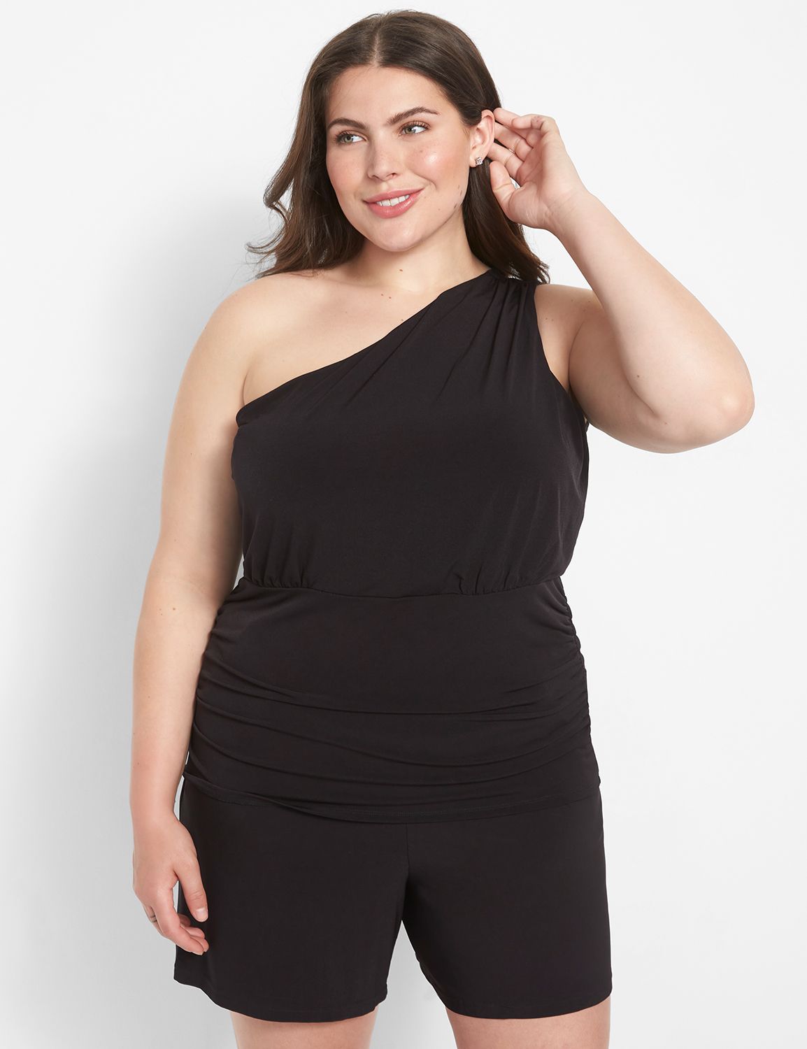 Fitted One-Shoulder Illusion Top