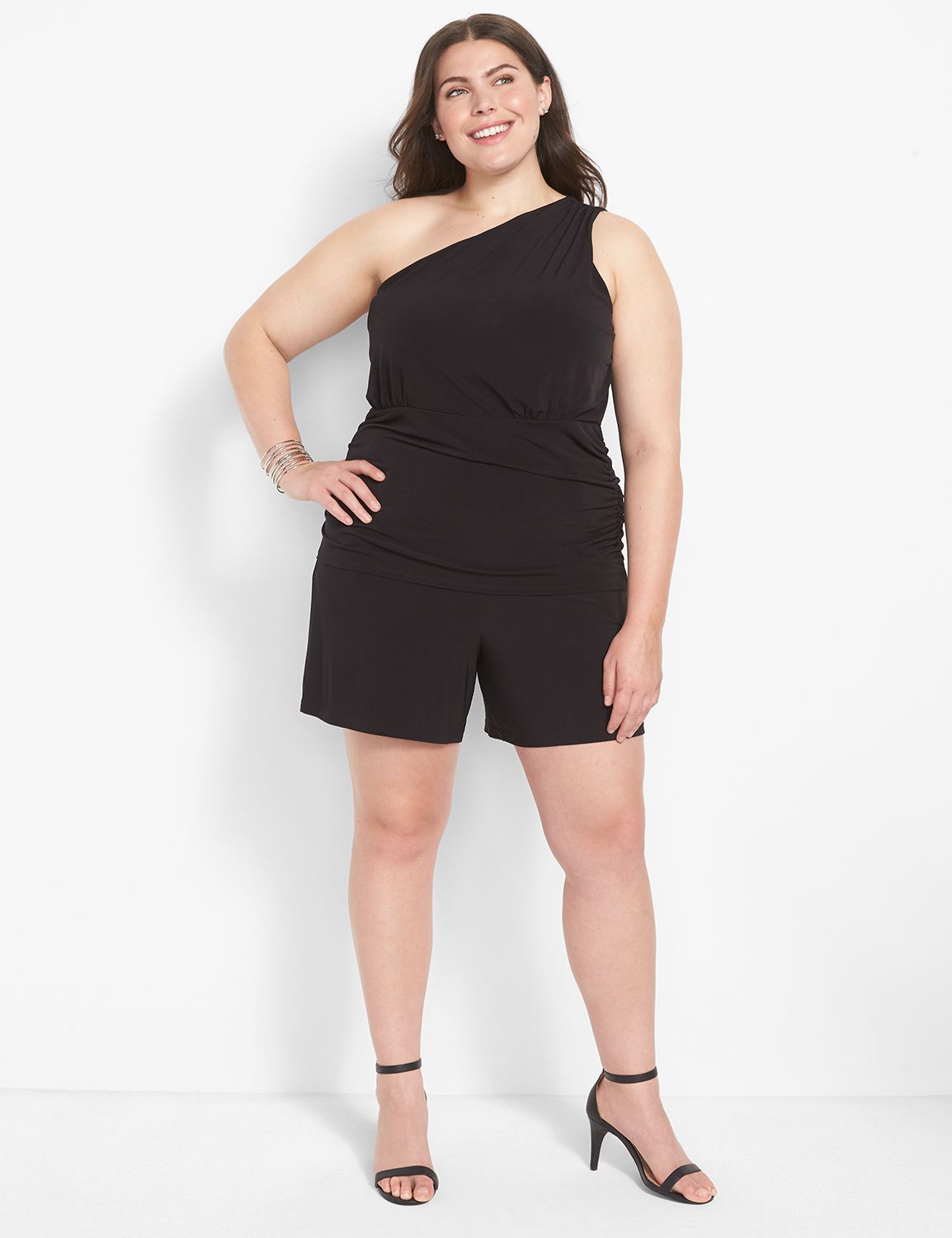 Fitted One-Shoulder Illusion Top