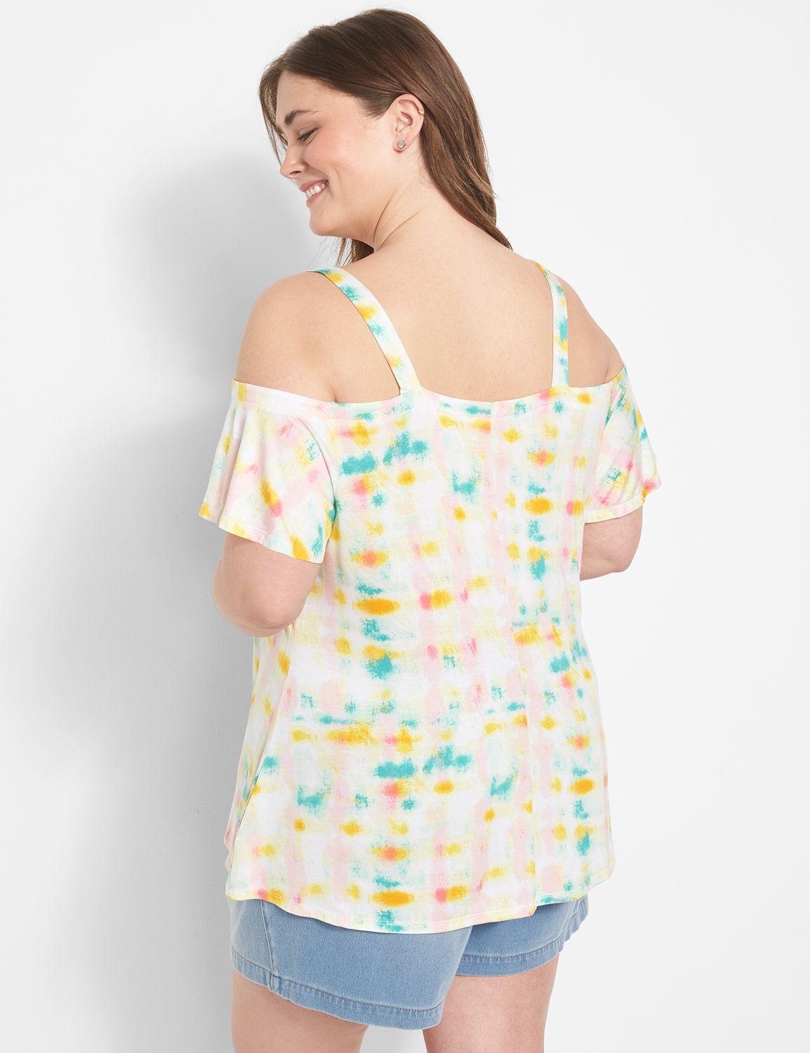 Short Flutter Sleeve Cold Shoulder