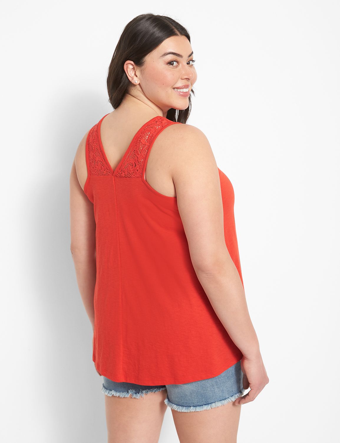 Swing High-Neck Lace-Back Tank