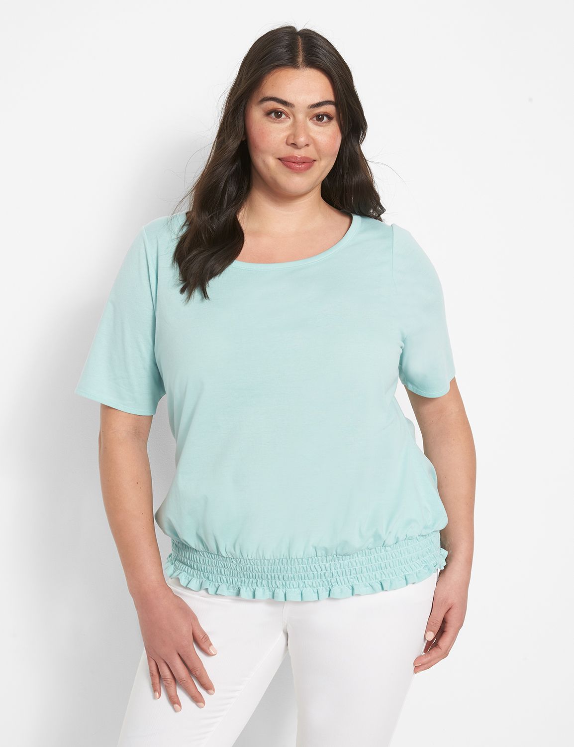 Short Sleeve Open Crew Neck Banded