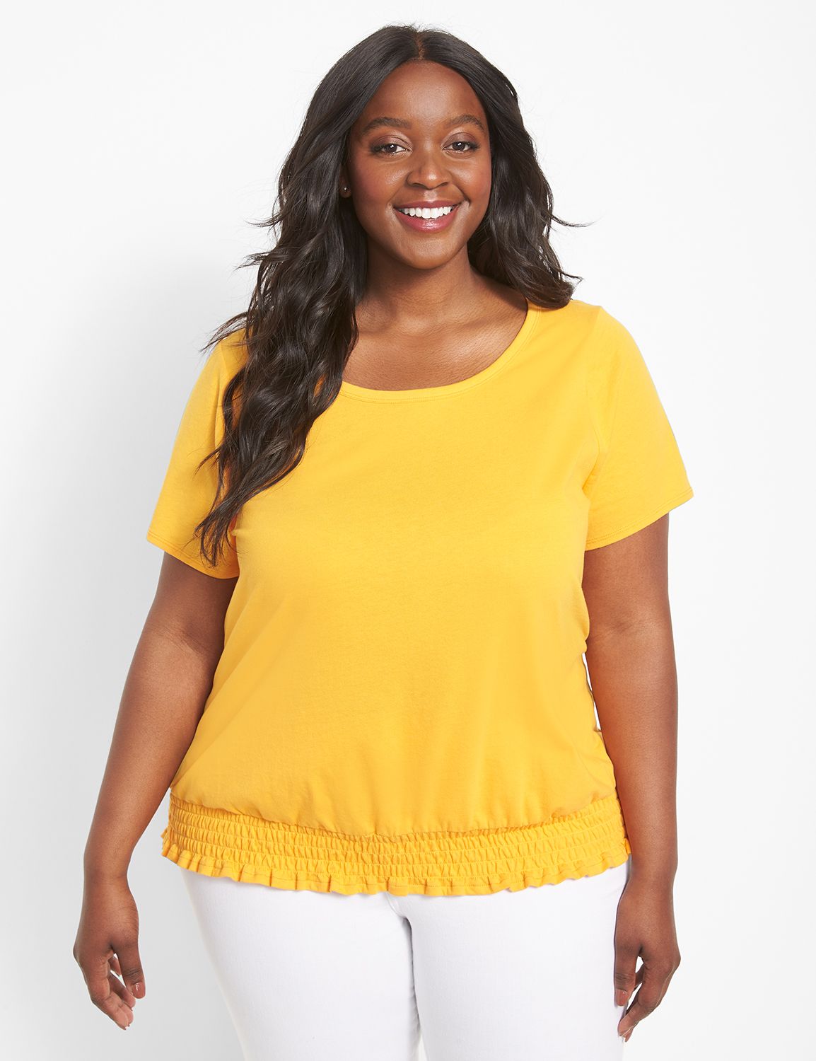 Short Sleeve Open Crew Neck Banded