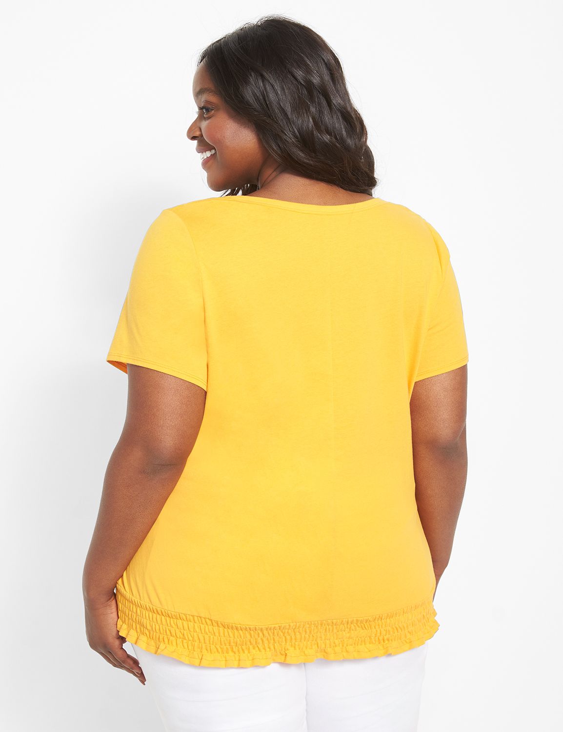 Short Sleeve Open Crew Neck Banded