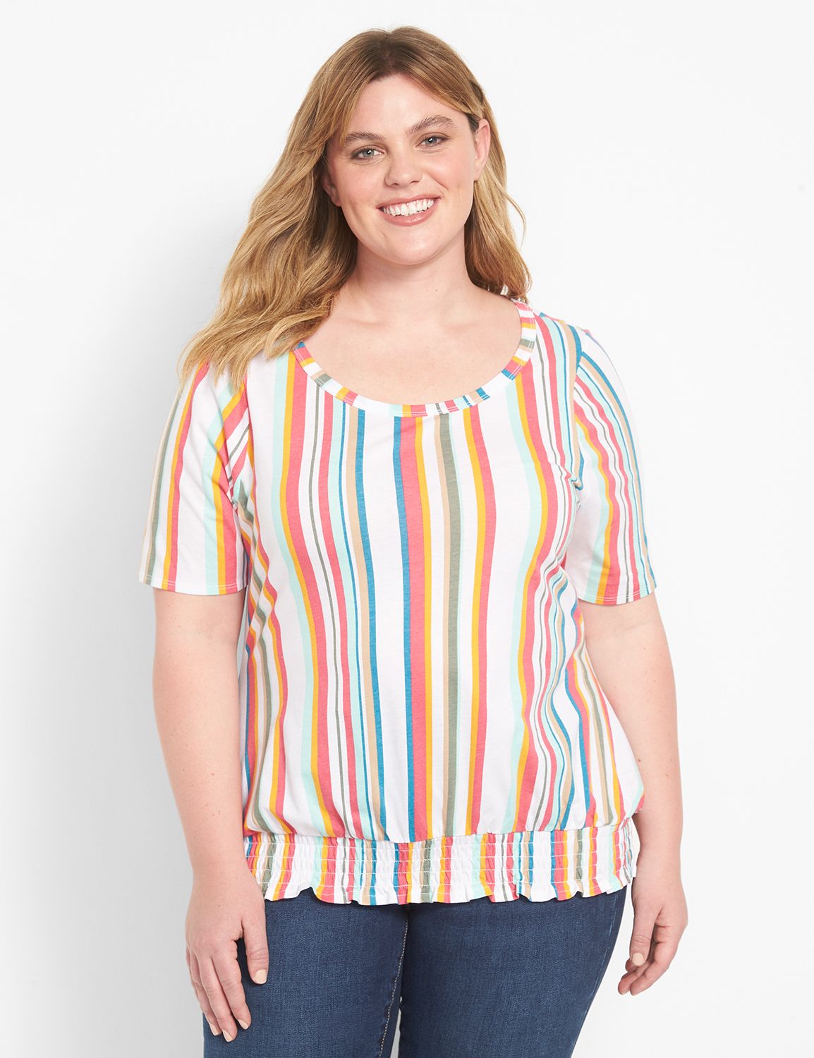 Short Sleeve Open Crew Neck Banded