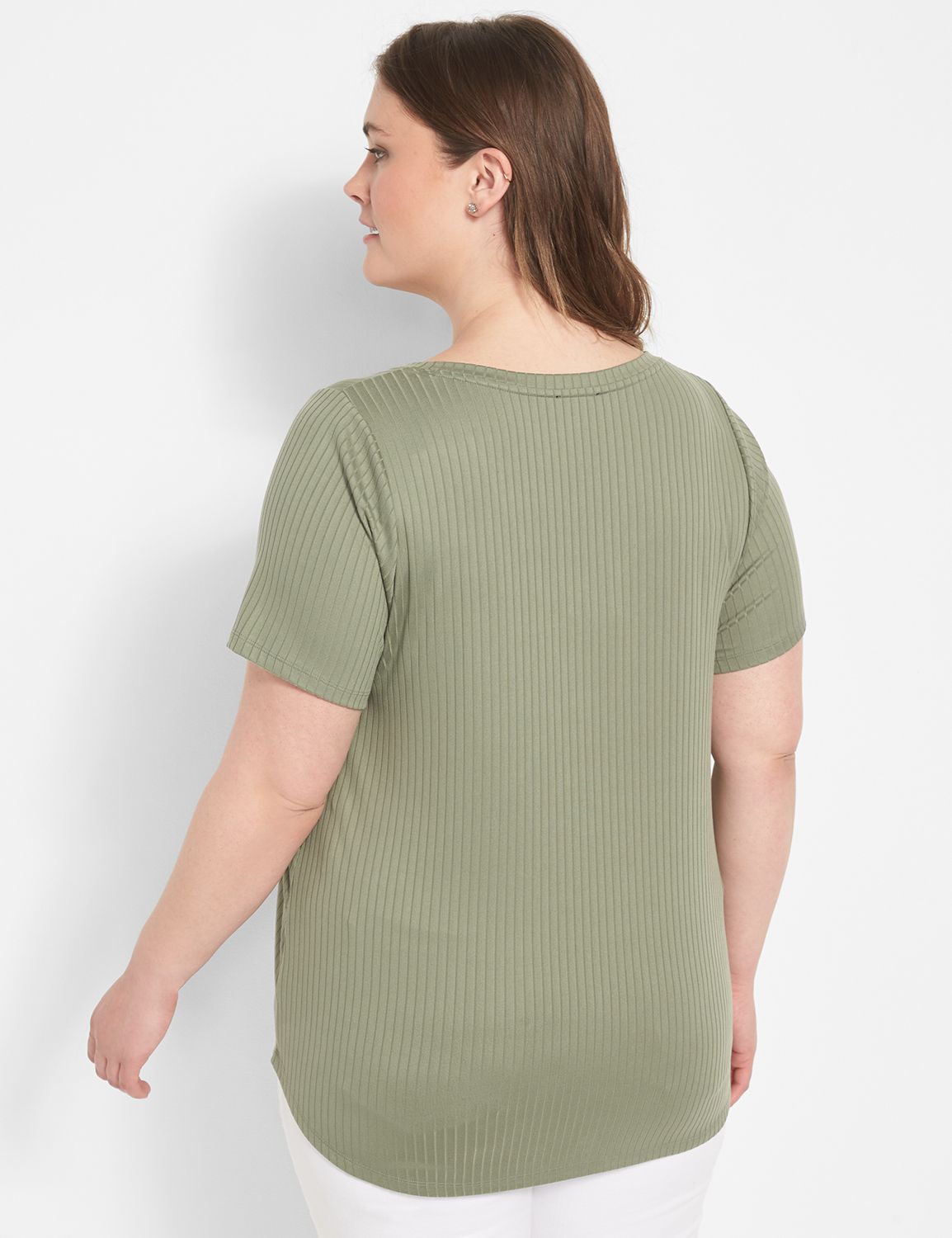Short Sleeve Vee Neck Button Down C