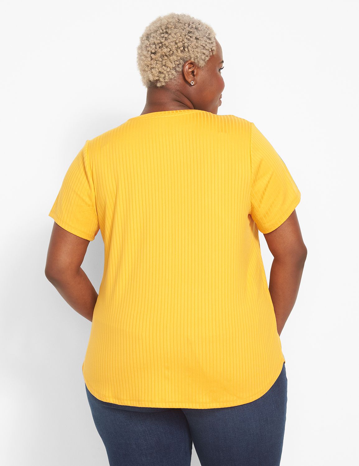Short Sleeve Vee Neck Button Down C