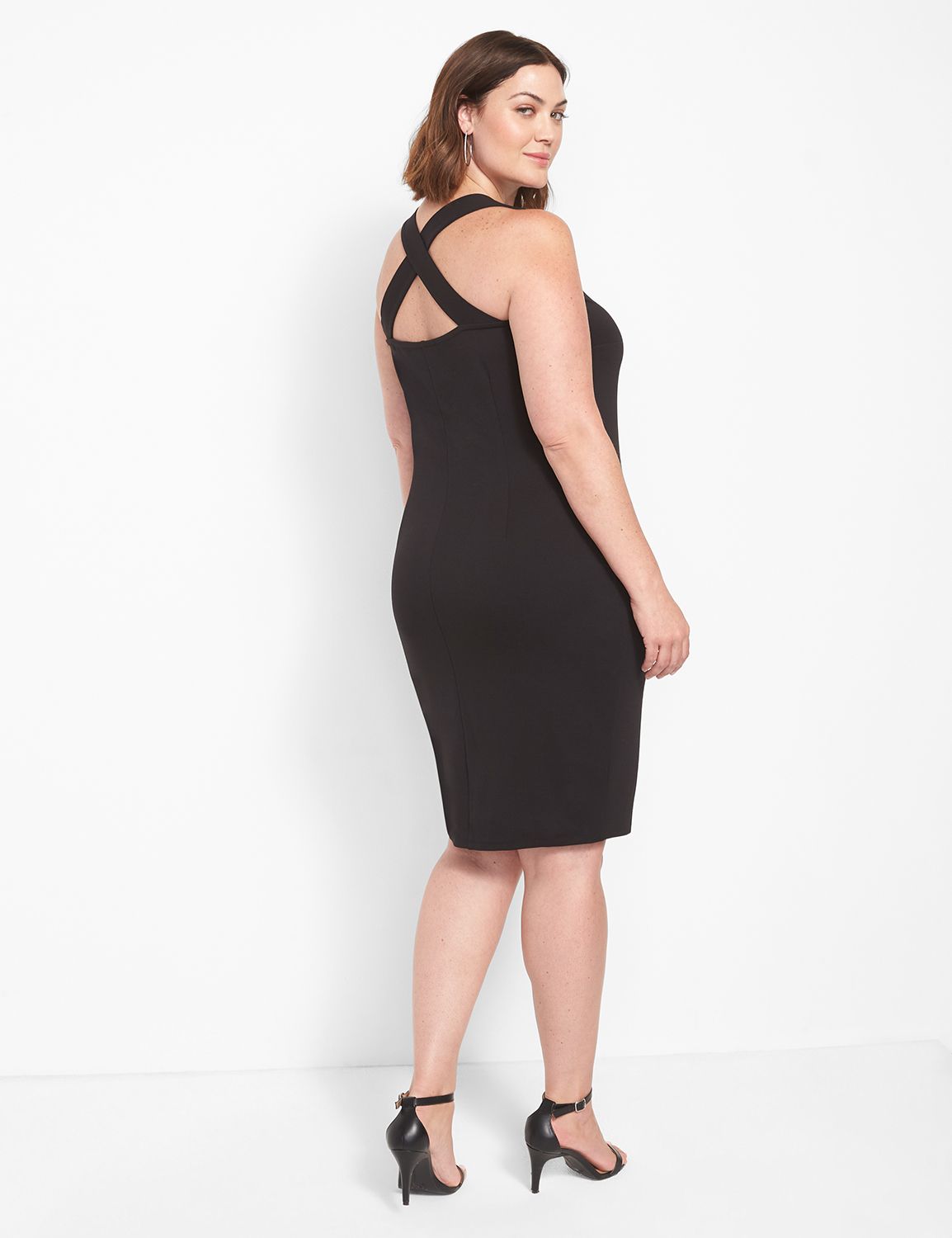 V-Neck Bodycon Dress With Criss-Cross Detail