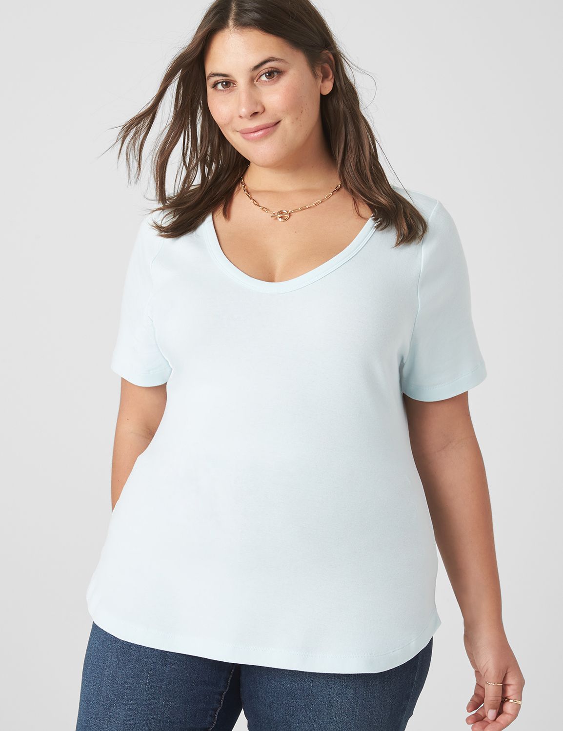 Fitted Short Sleeve Voop Neck Tee 1