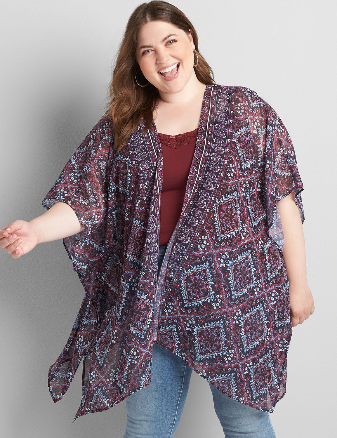 Basic Chiffon Overpiece 1121566:LBF21061PrarieFieldsV3(poncho)_CW01:ONESZ