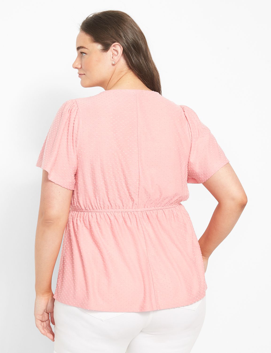 Short Flutter Sleeve V-Neck Elastic