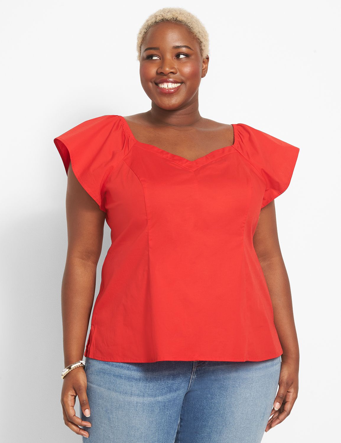 Fitted Wide V-Neck Blouse