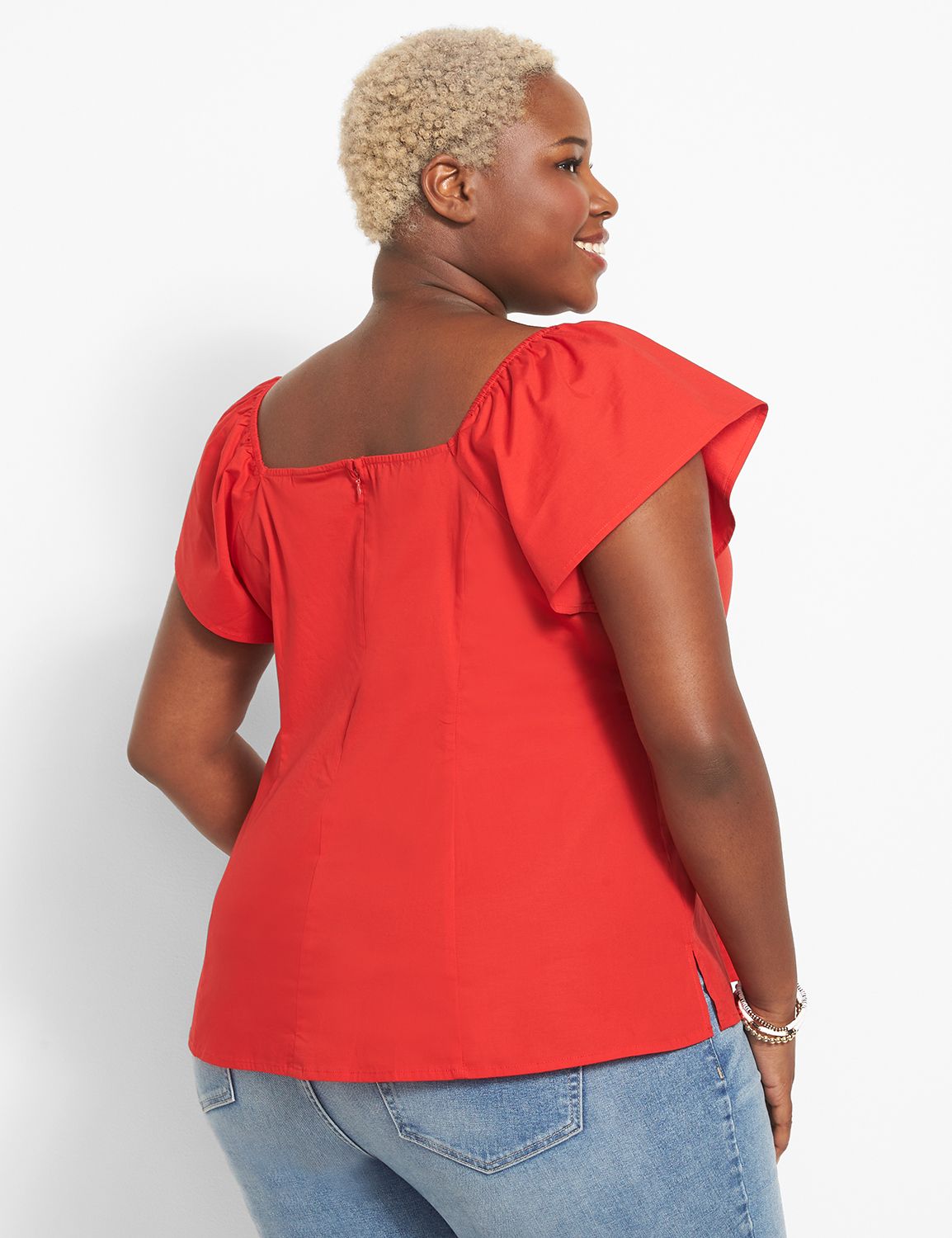 Fitted Wide V-Neck Blouse