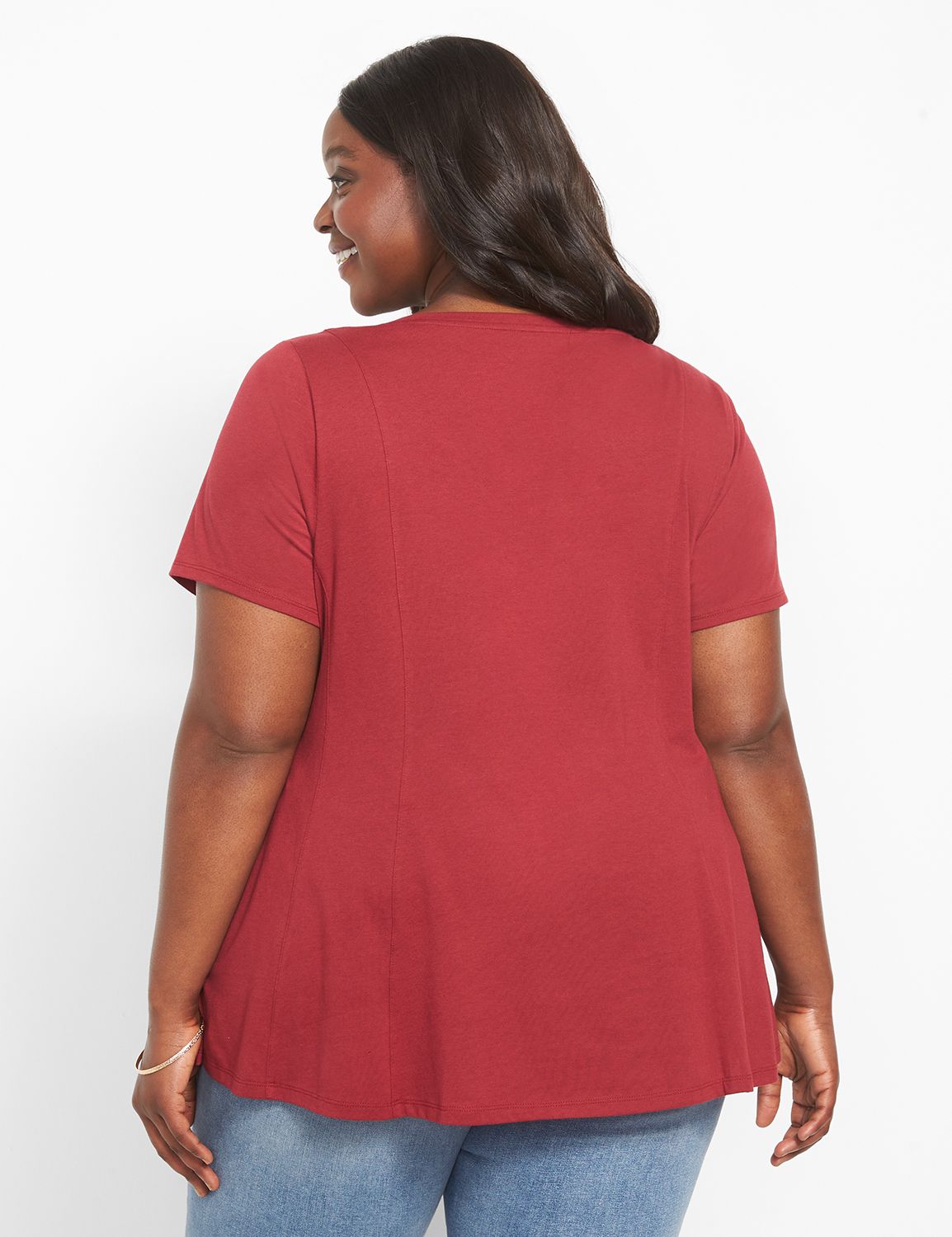 Short Sleeve Vee Neck Fit and Flare