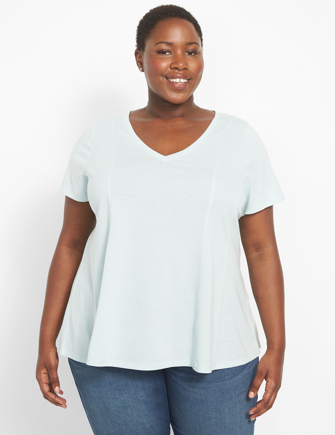 Short Sleeve Vee Neck Fit and Flare