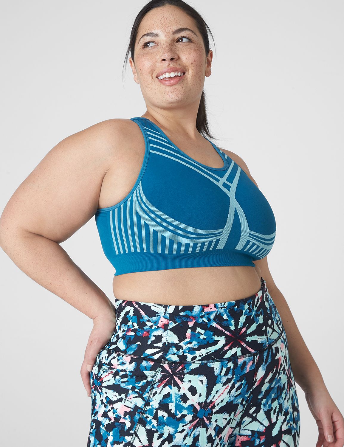 T Zoned Seamless Contrast Sport Bra | LaneBryant