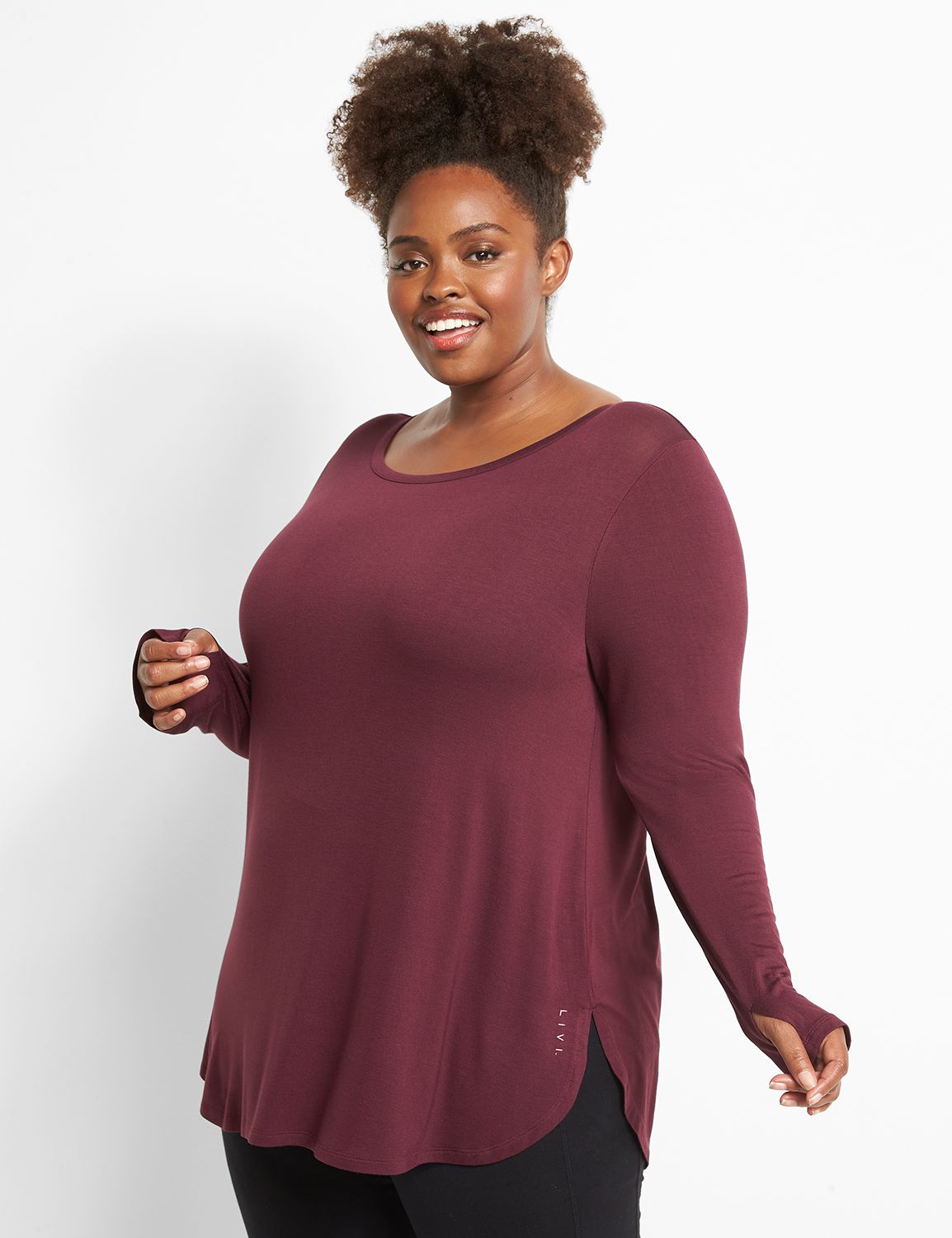 LIVI Curved-Hem Tunic Tee