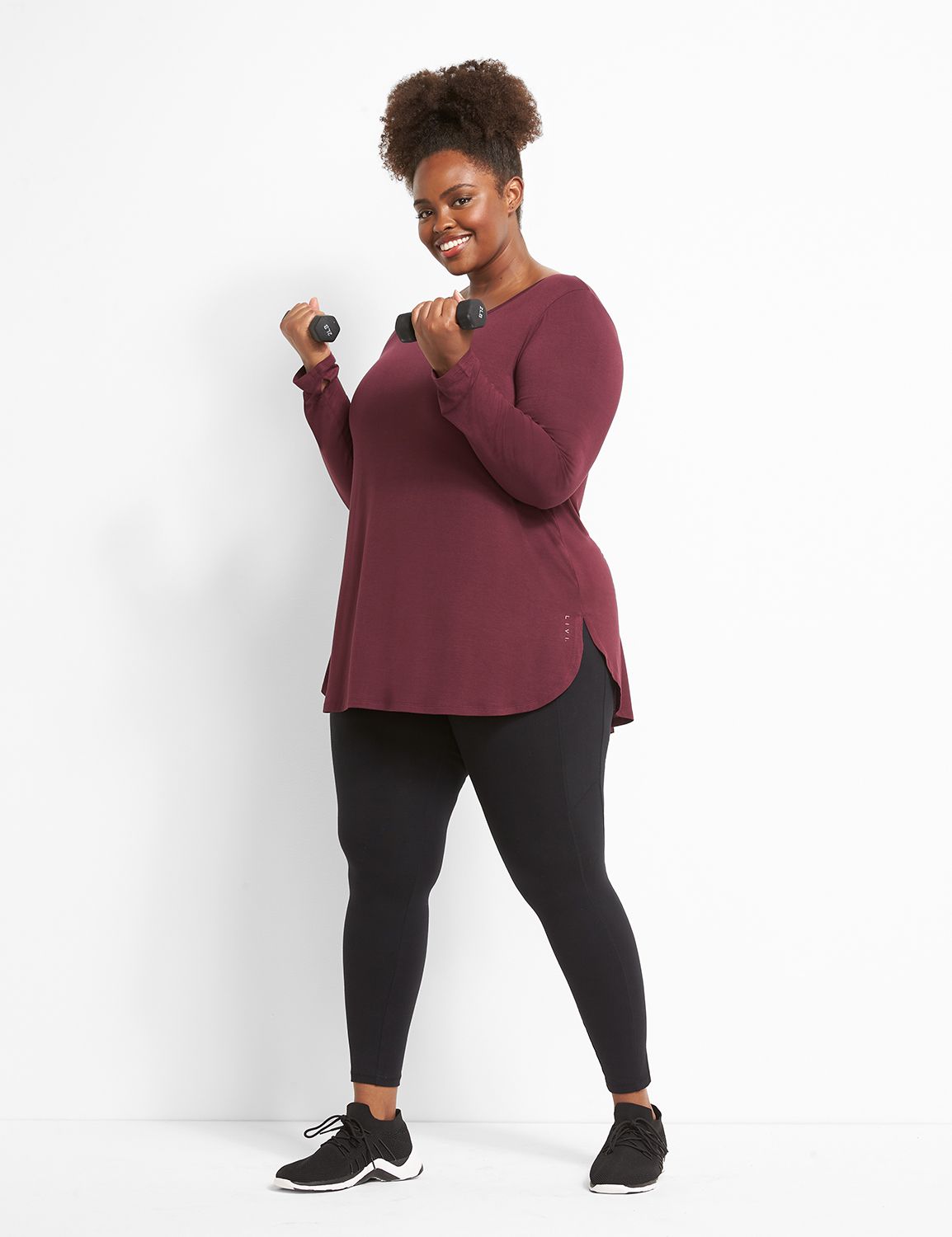 LIVI Curved-Hem Tunic Tee