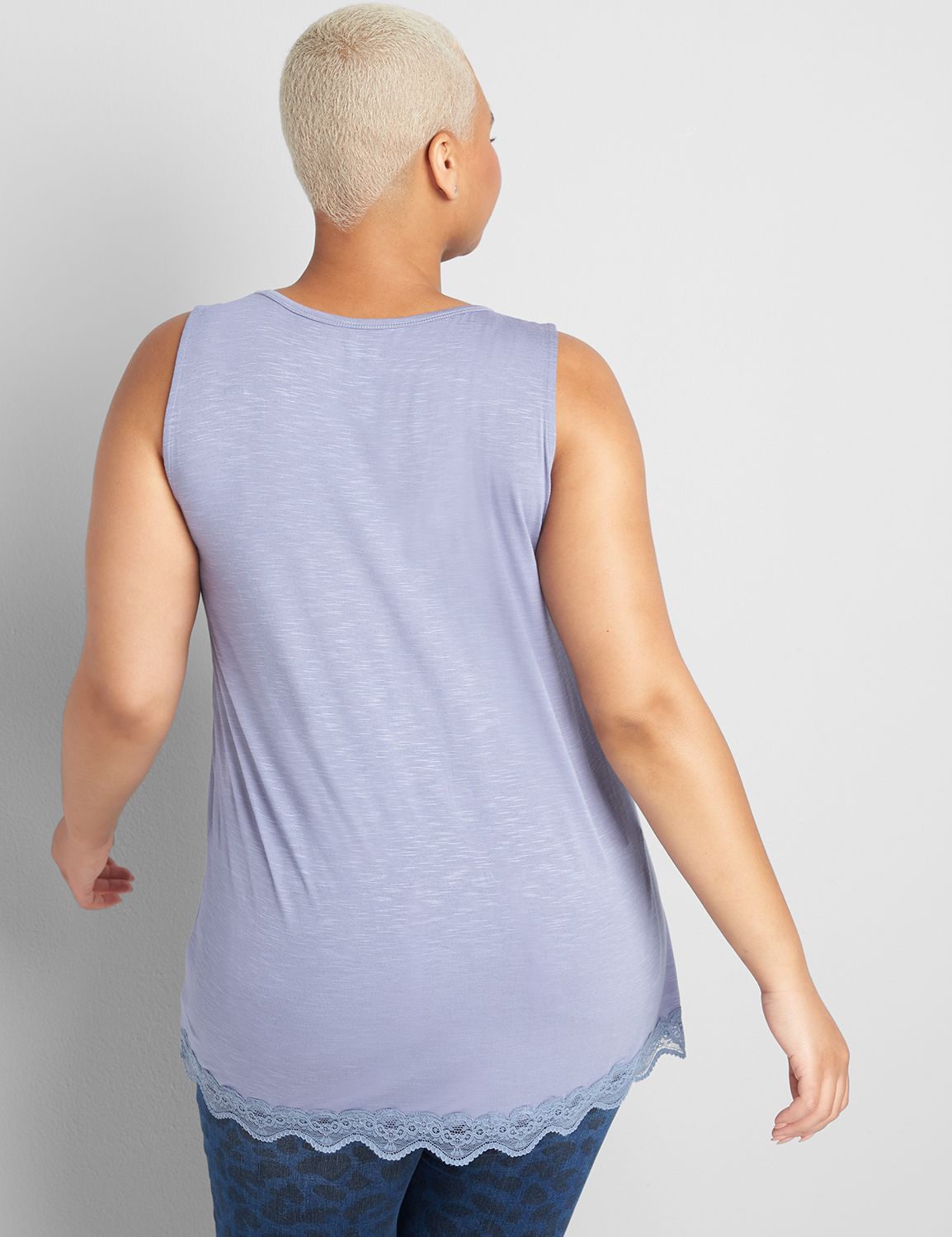 V-Neck Lace-Trim Tank