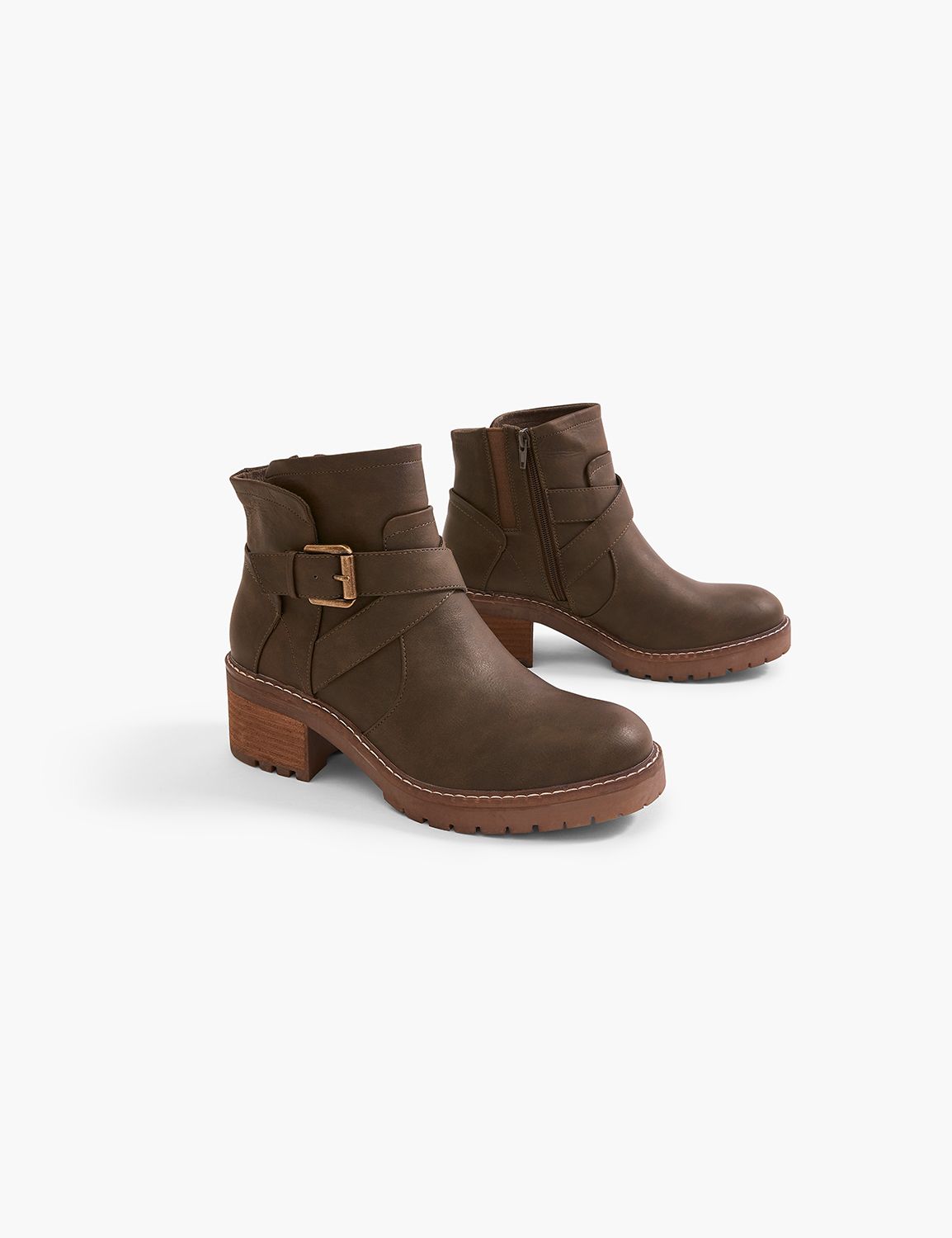 Rugged Side Buckle Ankle Bootie tal