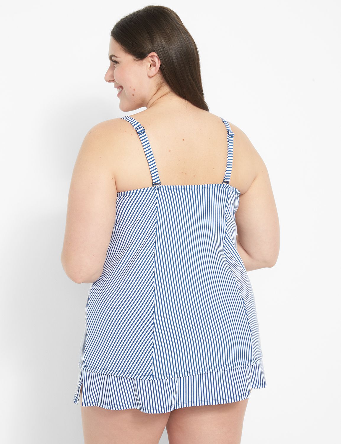 Plus Size | Underwire Balconette Seersucker Relaxed Swim Tankini Top ...