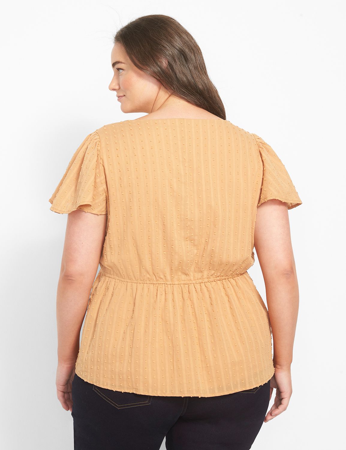 Short Sleeve Split Neck Button Down | LaneBryant