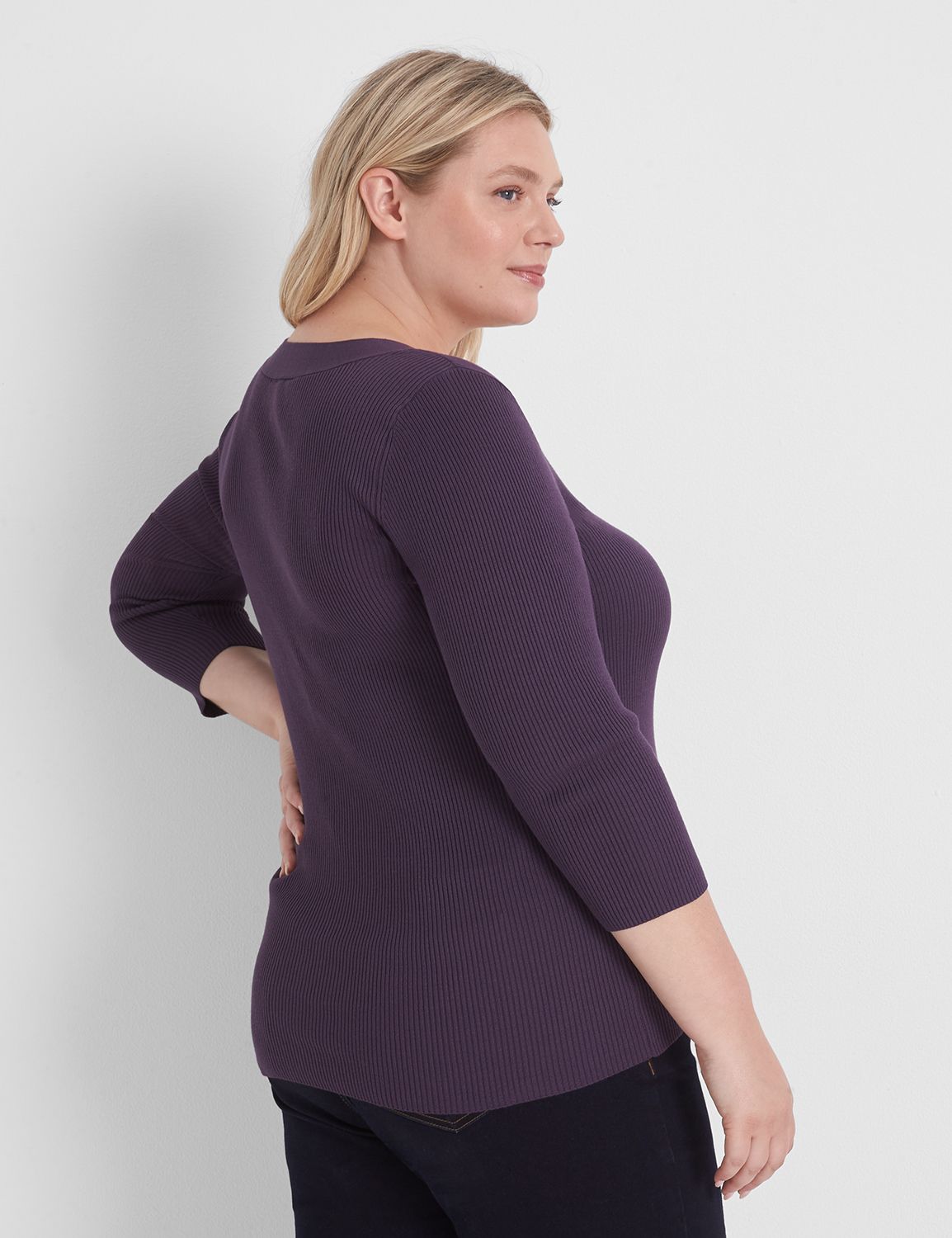 Three Quarter Sleeve Square Neck Pu