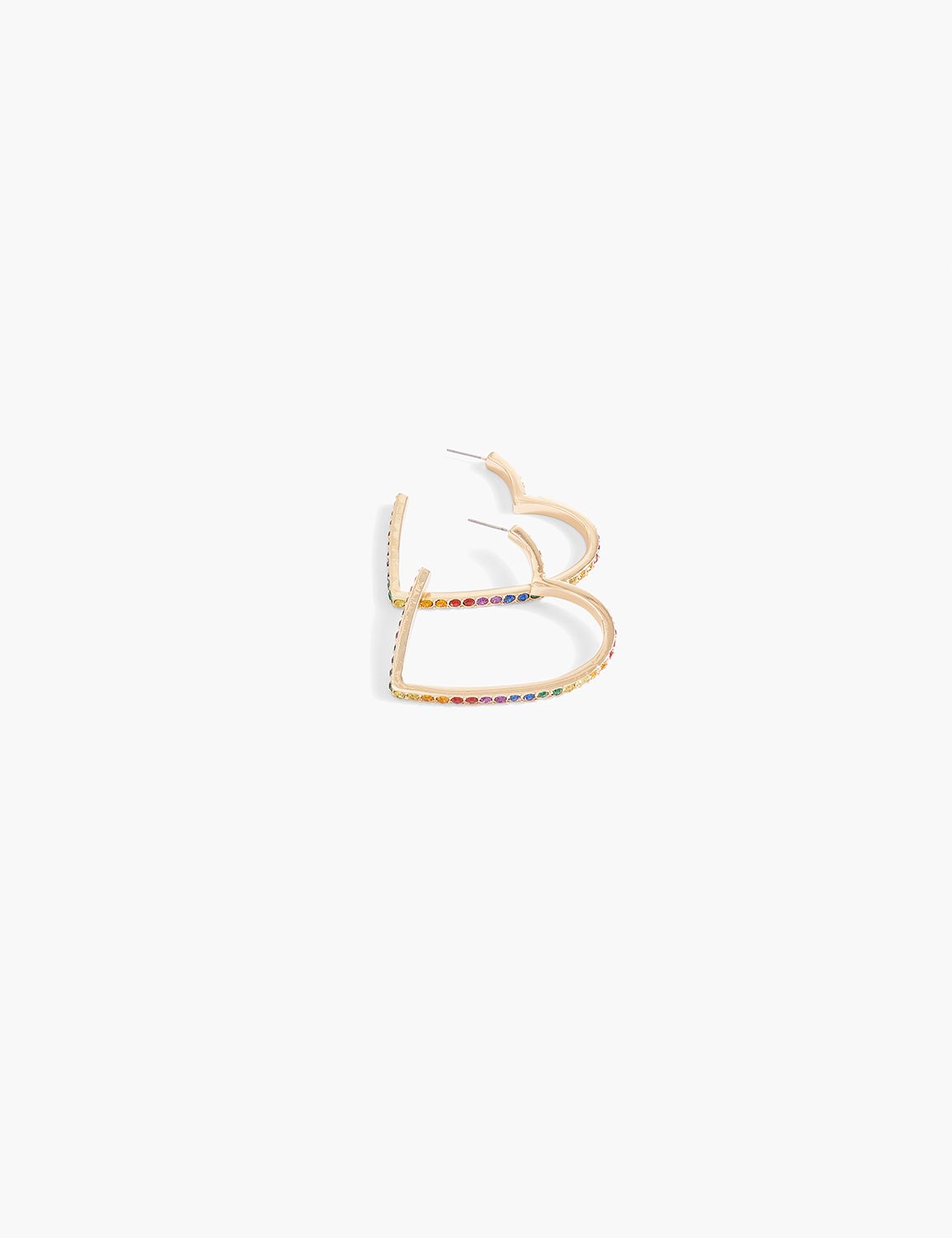 PRIDE PAVE HEART HOOP EARRING | LaneBryant