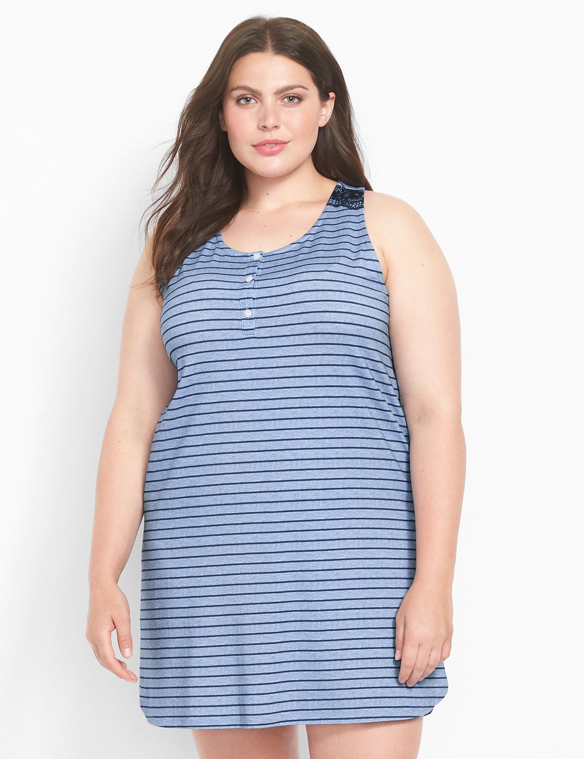 CMS Lace Trim Racerback Sleepshirt | LaneBryant
