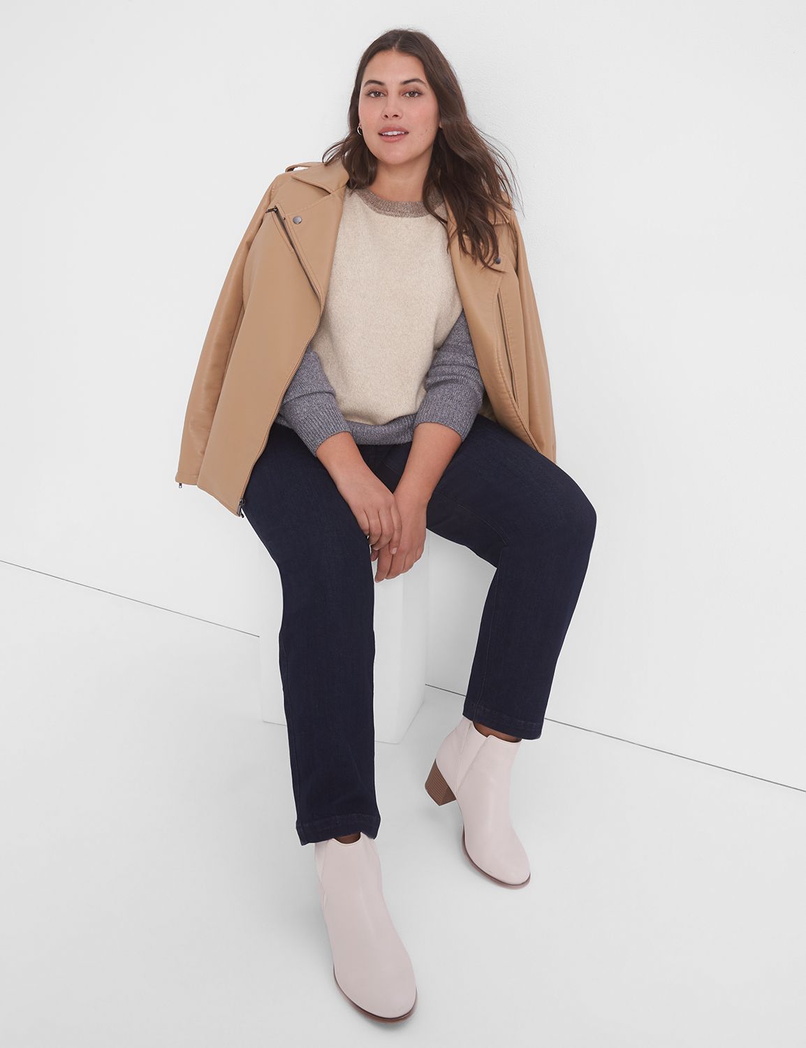 Colorblock Long Sleeve Round Neck P | LaneBryant