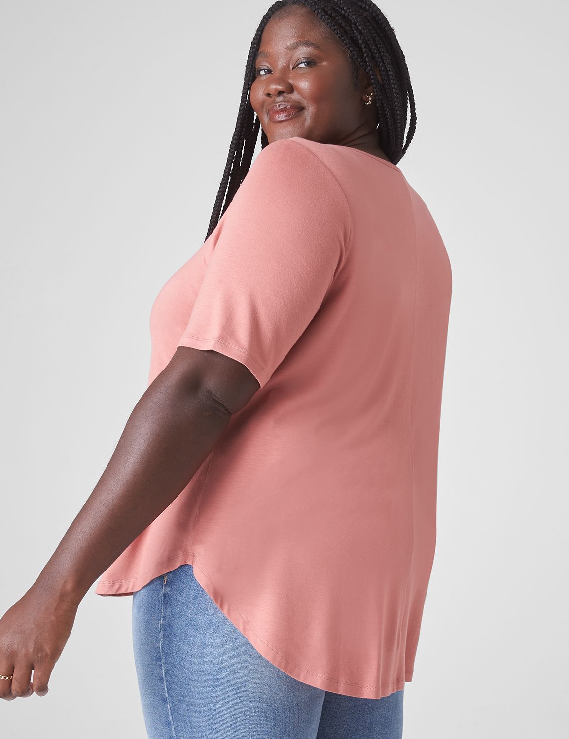 Perfect Sleeve Open Crew Neck Curve | LaneBryant